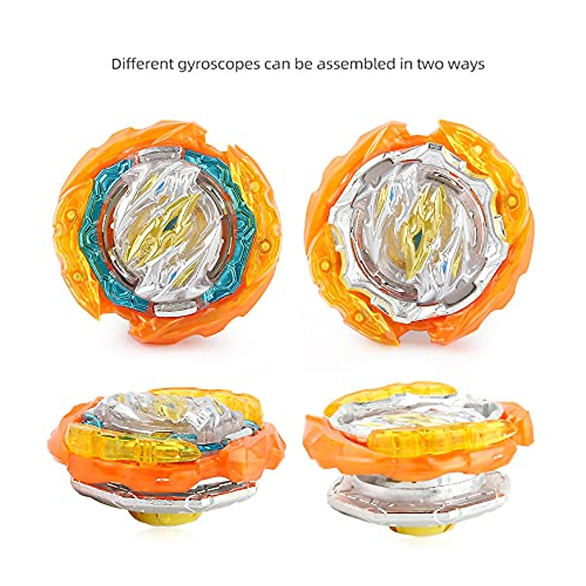 Battling Tops Burst Toy Game 4 Set Spinning Tops 2 Launchers Battle Gyro Battling Tops Set Great Birthday Gift for Children Kids Boys Ages 6+ (1854)