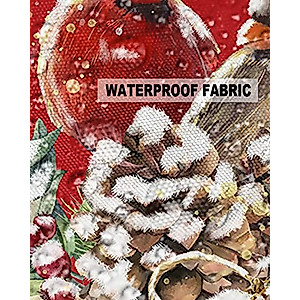 LBDOMOV Christmas Outdoor Throw Pillow Covers Cases for Patio Furniture Set of 2,Xmas Red Gold Winter Snowy Bell Pine Waterproof Decorative Lumbar Pillowcases for Garden Tent Balcony 12x20 Inch