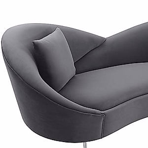 Armen Living Anabella Modern Upholstered Sofa, Gray Fabric with Silver Legs