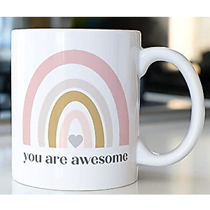 You Are Awesome Coffee Mug, Inspirational Ceramic Cup, Uplifting Gift for Mom, Sister, Aunt, Coworker Friend, 11oz