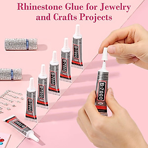 B7000 Jewelry Glue for Rhinestones, Cridoz 10Pack Super Craft Glue with Precision Tip Multi Function Clear Glue Fabric Adhesive for Cloth Stone Metal Platic Clay Bead Jewelry Making