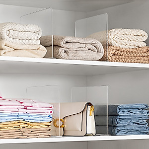 HBlife 4 PCS Adhesive Shelf Dividers for Closet Organization, Fit Wood Shelf Separators for Bedroom and Kitchen for Sweater, Shirts, Handbags