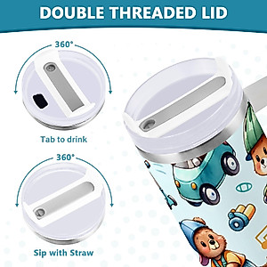 40 oz Cartoon Character Insulated Tumbler with Handle, Stainless Steel Vacuum Water Bottles with Lid and Straw for Water, Iced Tea or Coffee