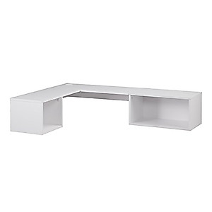 SEI Furniture Flynn Floating Wall Mount Corner Desk - Storage Cubbies - Pure White Finish