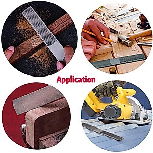 DONSTRAW Wood Rasp File 4 Way Premium Grade High Carbon Hand File and Round Rasp, Half Round Flat & Needle Files Wood Rasp Set for Sharping Wood and Metal Tools