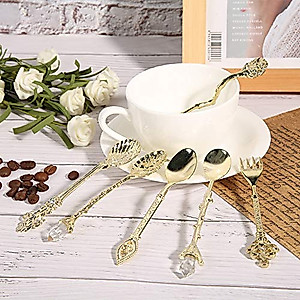 Spoon Spoons 6 Pack for 6Pcs Accessory Cutlery for Set Decorative Style Zinc Alloy for Slotted Spoons (Gold (auspicious knot fork handle))