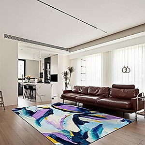 Purple Blue Gradient Graffiti Area Carpet, Modern Art Aesthetic Design Decorative Rug, Washable Rug Non-Slip Breathable Durable Portable Suitable for Living Room Bedroom Boy Girl6 x 8ft