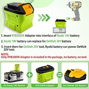 for Ryobi for Dewalt Battery Adapter Converter,Replacement for Dewalt 20V Battery,for Dewalt 20V Cordless Power Tool Adaptor,Work for DEWALT 20V MAX Cordless Drill/Impact Driver Cordless Tool