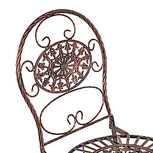 Alpine Corporation Indoor/Outdoor 3-Piece Oval Bistro Set Folding Table and Chairs Patio Seating, Bronze