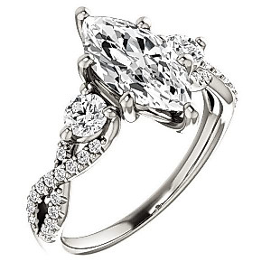 Mois 2 CT Marquise Cut Colorless Moissanite Engagement Ring Wedding/Bridal Ring Set, Diamond Ring, Anniversary Solitaire Halo Accented Promise Vintage Antique Gold Silver Ring Perfact for Gift (7.5)