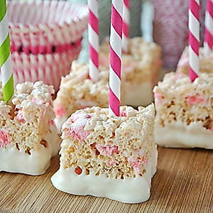 Outside the Box Papers Diva Theme Stripe and Polka Dot Paper Straws 7.75 Inches 100 Pack Hot Pink, Black, White