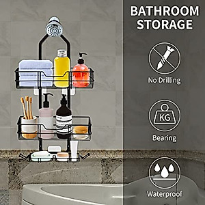 INSEAM Shower Caddy Bathroom Hanging Shower Caddy Over Shower Head, Shower Rack Rustproof with Hooks for Towels, Shampoo, Conditioner and Soap