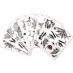 Konsait 65PCS Halloween Spider Face Tattoos Spider Web Spider Net Temporary Tattoos - Face Shoulder Arm Back Tattoos Stickers-Halloween Costume Apparel Cosplay Accessories Party Favor Supplies