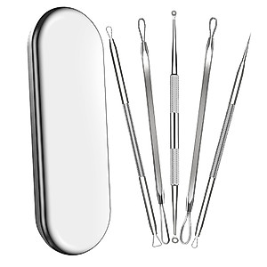 Blackhead Remover Tool,lalasis 5 Pcs Pimple Popper Tool Kit，Blackhead Extractor Tool for Face Comedone Zit Acne Whitehead Blemish Popping Stainless Steel Extraction Tools Set