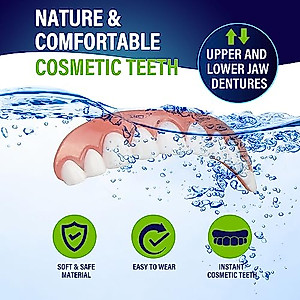 Fake Teeth, 2 PCS Veneers Dentures Teeth Socket for Women and Men, Dental Veneers for Temporary Teeth Restoration, Comfortable & Nature,Restore Your Confident Smile