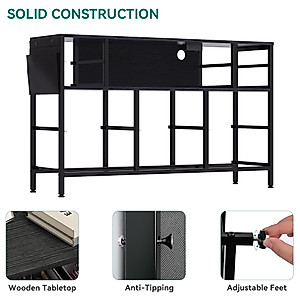 YITAHOME TV Stand with Charging Station, Dresser TV Stand for 55'' TV, 10 Drawer Dresser for Bedroom, Media TV Console Table with Side Pockets & Hooks, Storage Fabric Drawer Unit for Bedroom