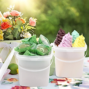 DIICCYO 2L Ice Cream Tub Containers with Lids and Handles, 67 Oz Square Airtight Small Freezer Food Storage Bucket, Plastic Containers Reusable Pail for Home Party Supplies, 12 Pcs