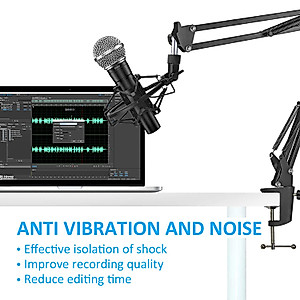 SUNMON SM58 Microphone Shock Mount Holder for Reduces Vibration and Noise, Suitable for Shure SM58-LC, SM58-CN Cardioid Dynamic Vocal Mic