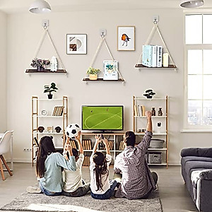 Reginary Boho Hanging Shelves Set of 6 Wood Hanging Shelves Boho Triangle Floating Shelves Hanging Plant Shelf for Farmhouse Rustic Modern Plant Aesthetic Dorm Living Room Bedroom Wall Decor