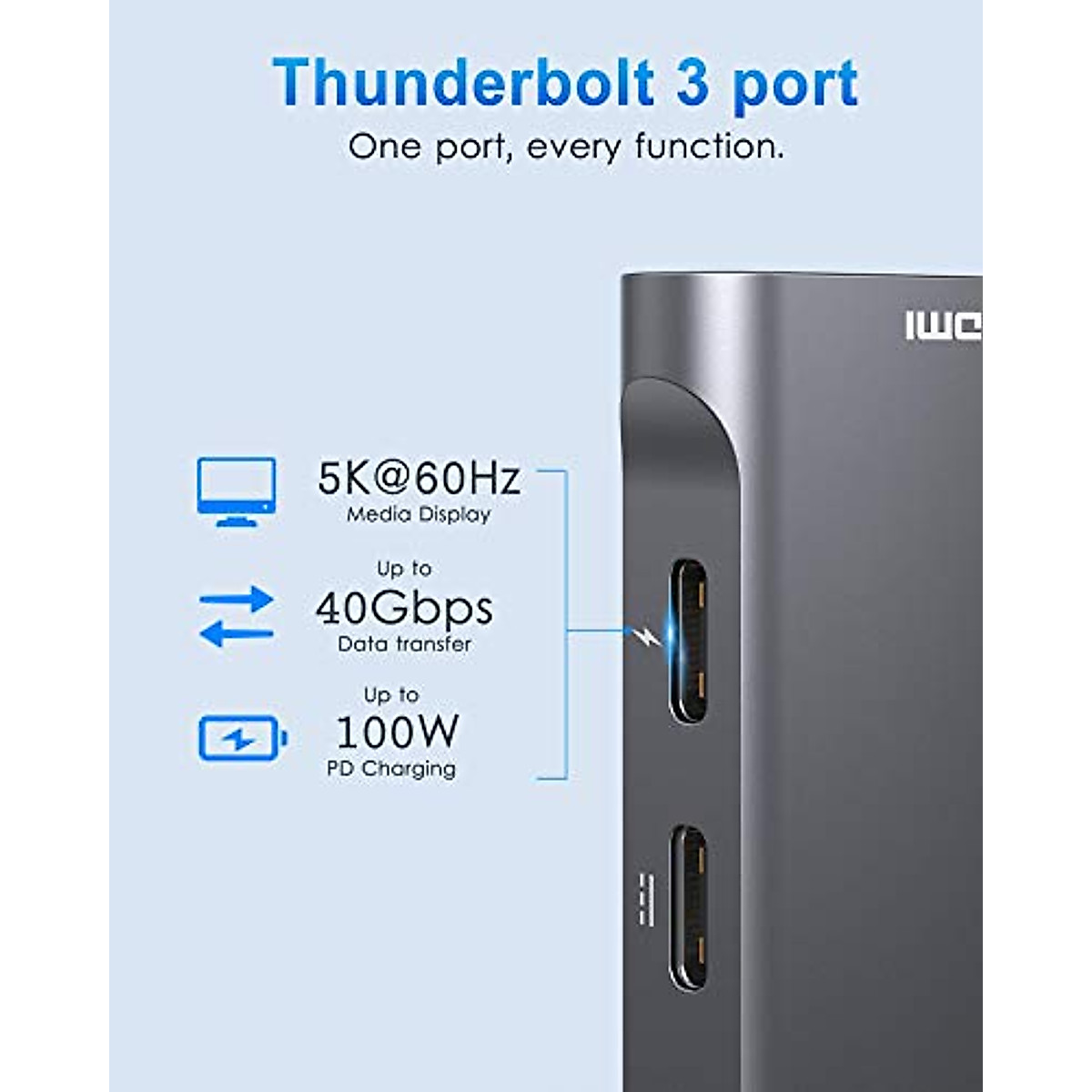 LIONWEI USB C Hub Adapter for MacBook Pro 2020, Multiport USB Adapter HDMI MacBook Pro Dongle for Card Readers with 4K HDMI, 2 USB 3.0, TF/SD, USB-C 100W and Thunderbolt 3 for MacBook Pro Air