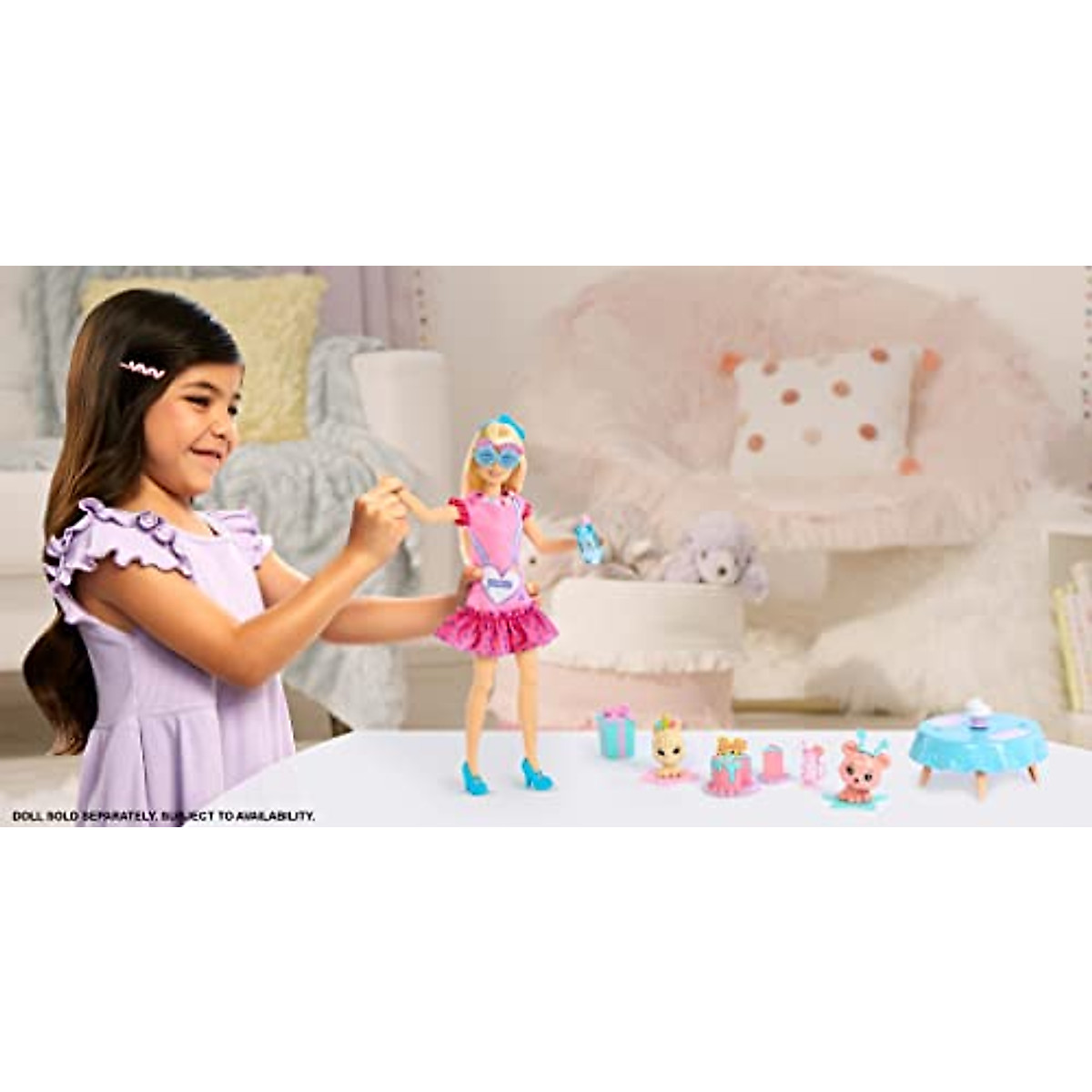 Barbie My First Barbie Accessories, Story Starter Pet Care Pack with Dog House, Puppy & Cat, Toys & Gifts for Little Kids, 13.5-inch Scale