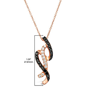 LE VIAN 3/5 Carat Black and White Diamond Intertwined Ribbon Pendant Necklace for Women in 14k Rose Gold (Fancy Black/H-I, SI1-SI2/SI2-I1, cttw) on 18 Inch Chain with Lobster Claw Clasp by LeVian