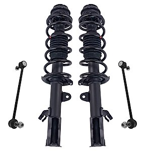 TRQ Front Suspension Kit Complete Strut & Coil Spring Assembly Sway Bar Stabilizer Link Compatible with 2012-2019 Nissan Versa 2014-2019 Versa Note