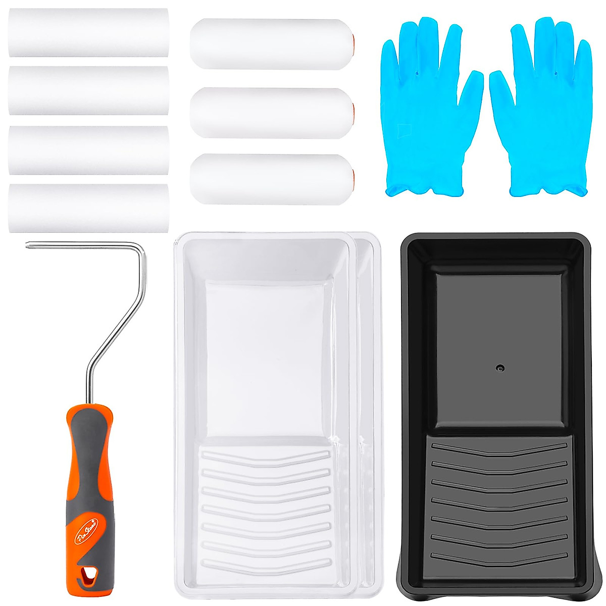 PinStone 12pcs Foam Paint Roller, 4 Inch Small Paint Roller Kit with Special Caved-in Edge Foam, High Density Foam Roller Covers, Mini Rollers for Painting Cabinets, Doors, Furniture, Edge, Touch-ups