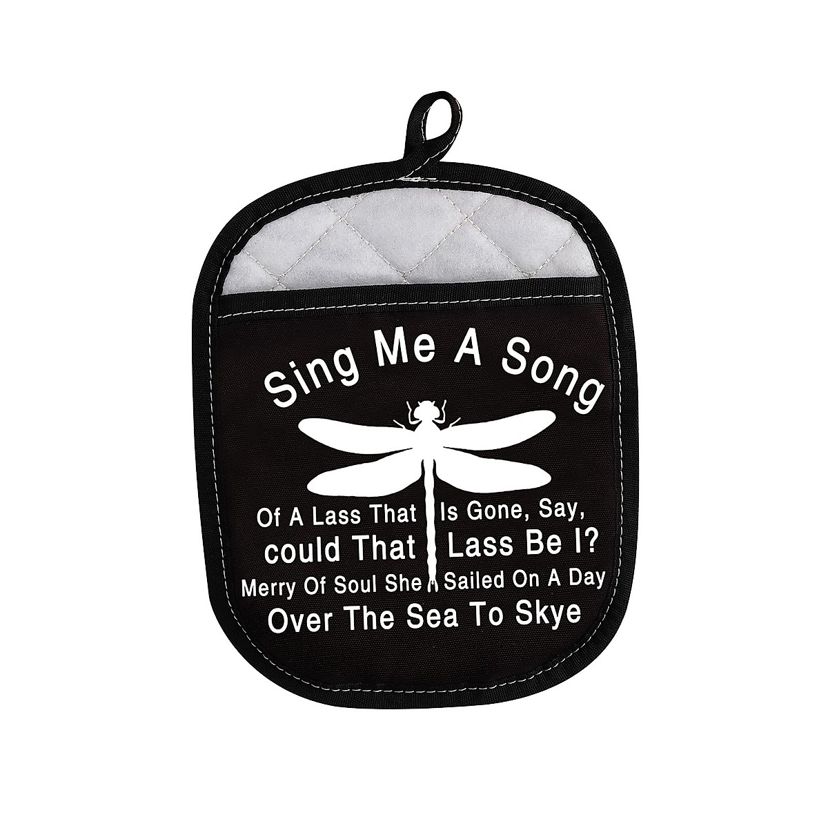 LEVLO Dragonfly Fans Gifts Skye Boat Song Oven Mitts Sing Me A Song of A Lass That is Gone Pot Holders Dragonfly Theme Song Gifts (Sing Me A Song)