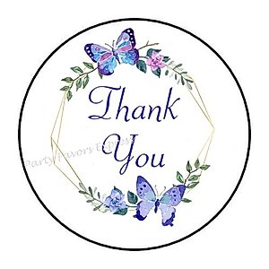 Thank You Butterflies Envelope Stickers Seals Labels 1.5" Round (30)
