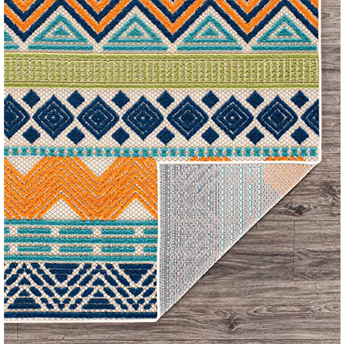 Rugshop Marbella Contemporary Boho Non-Shedding Outdoor Rug Patio Deck Backyard Indoor/Outdoor Area Rug 5' x 7' Multi