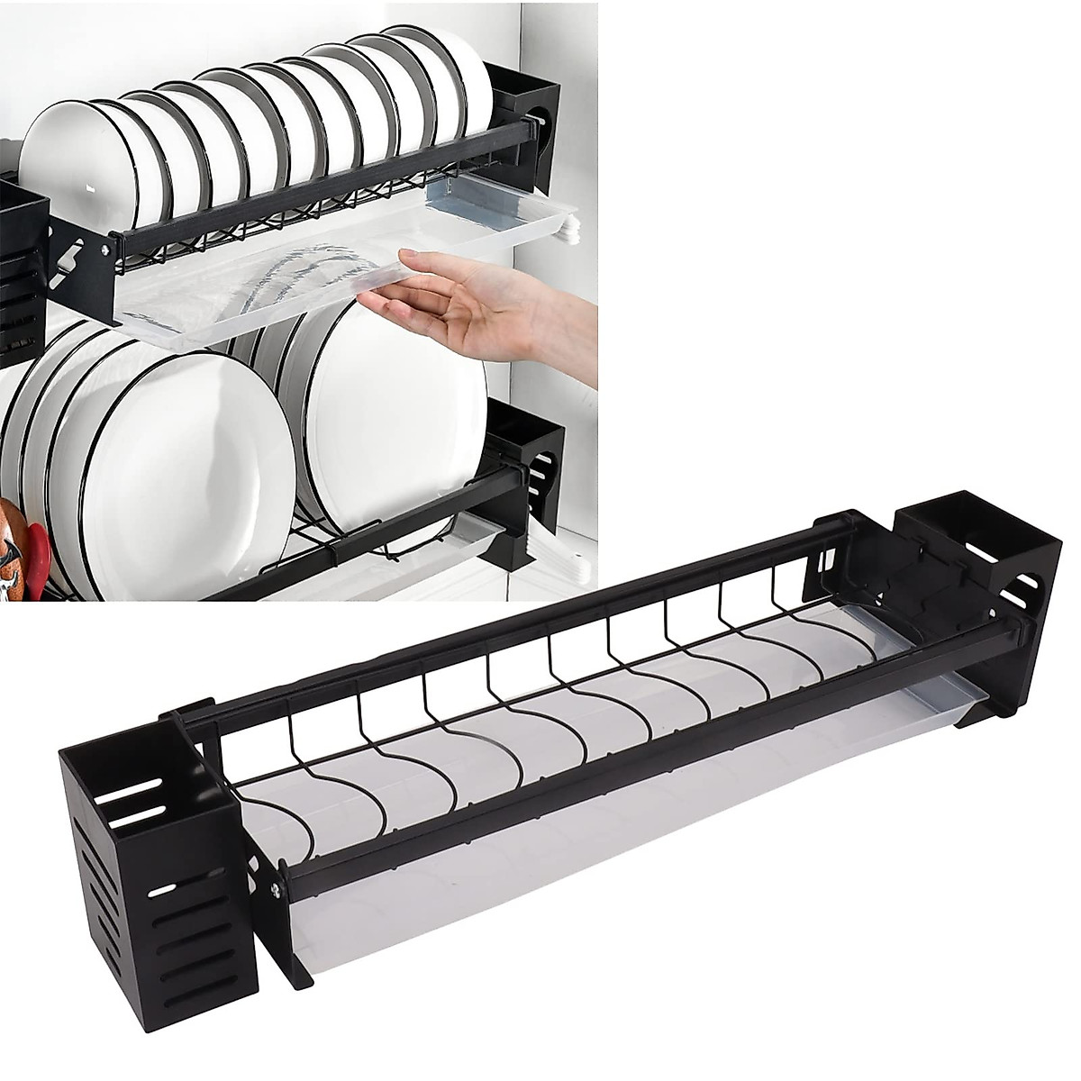 Flatware Drainage Rack, Neat Keeping Decorative Wall Mounted Simple Installation Rust Proof Iron Plastic Tableware Drainage Holder for Kitchen (Bowl Holder Chopsticks Holder Spoon Holder)