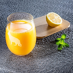 The Wine Savant Set of 2 Dog Stemless German Shepherd Wine Glasses Puppy & Doggy Lover for Him and Her Dogs Silhouette - Glass Gifts Etched Tumblers for Anniversary, Wedding, Home Bar Gifts