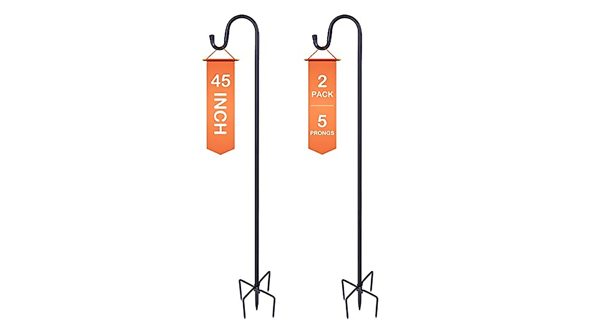Heavy Duty Shepherd Hooks - Stable 5-Prong Garden Hangers