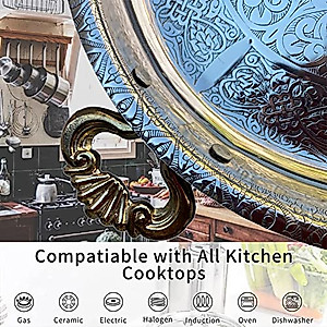 Frigya Stainless Steel Patterned Pan Plate - Breakfast Indian Camping Authentic Arabic Sauce Decor Omelette 304 Quality Professional Grade Chef