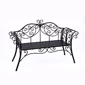 HLC 52" Garden Bench Outdoor Bench Patio Bench for Outdoors Front Porch Furniture Iron Patio Bench Park Benches for Outside