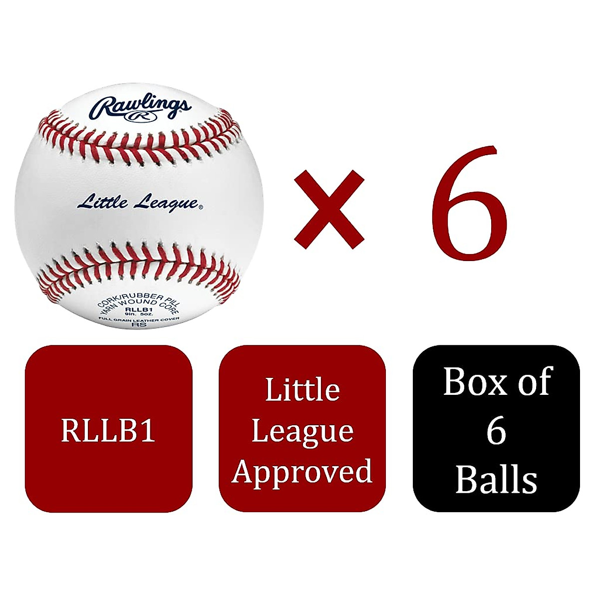 Rawlings | LITTLE LEAGUE Competition Grade Baseballs | RLLB1 | Youth/14U | Game/Practice Use | 6 Count