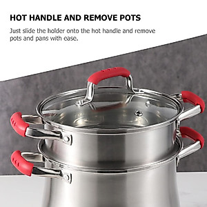 Cast Iron Skillet Handle Covers 6pcs Silicone Hot Handle Cover Pot Holder Handle Sleeves Pot Holder Skillet Handle Cover for Cast Iron Skillets Cookware Pot Handle Covers