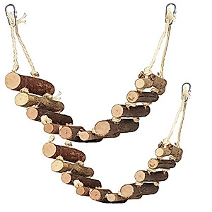CEDAR ALPHA 4Pk 20" Natural Ladder, Hermit Crab,Bird Swing Ladder Chewing Toys Hanging,Pet Bird Cage Rodents Parakeet Ladder Bridge