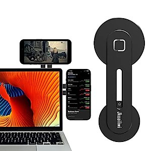 Jkoailiwi Dual Screen Magnetic Phone Holder for Laptop - Adjustable Slim Phone Mount for Monitor's Top and Side - Computer Extension Bracket for Tesla, MagSafe iPhone 15/14/13/12