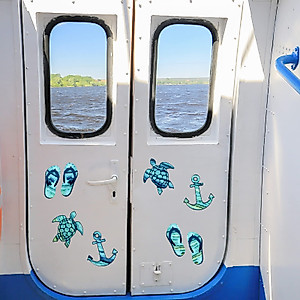 Konohan Cruise Door Decorations Magnetic Turtle Car Magnets Flip Flop Boat Anchor Cruise Ship Decorations Magnetic Cruise Door Sign Carnival Cruise Sticker Refrigerator Magnets, 5 Inch(8 Pcs)
