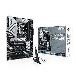 ASUS Prime Z690-P WiFi LGA1700(Intel 12th Gen) ATX Motherboard (PCIe 5.0,DDR5,14+1 Power Stages,3X M.2,WiFi 6,BT v5.2,2.5Gb LAN,Front Panel USB 3.2 Gen 1 Type-C,Thunderbolt 4 Support, Arua Sync)