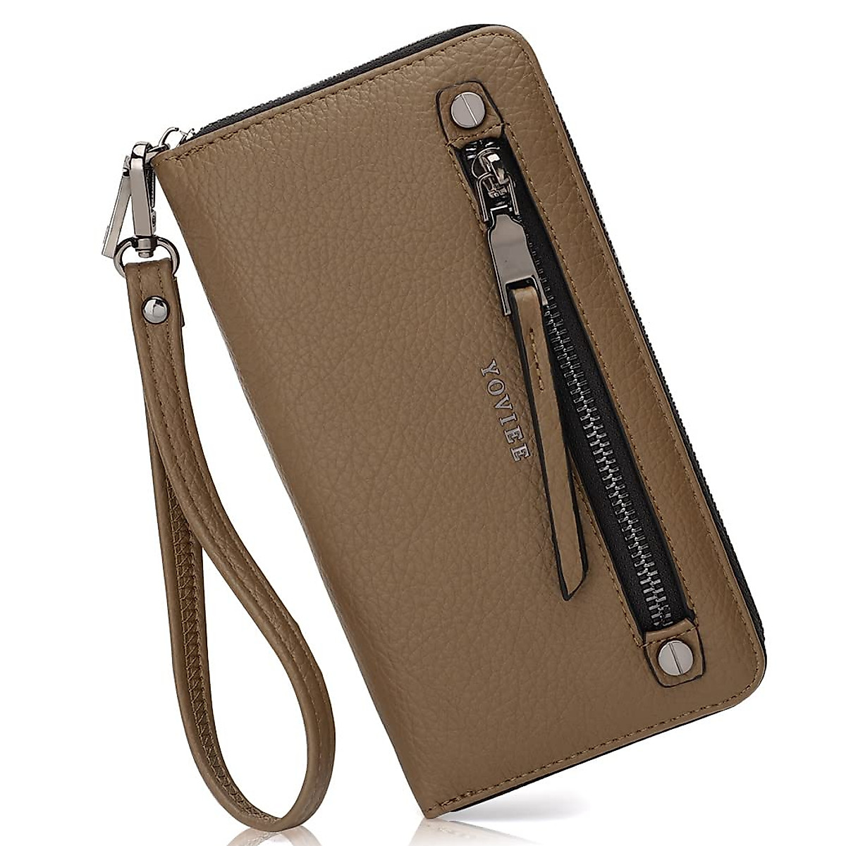 YOVIEE Wallets for Women RFID Blocking Large Capacity Genuine Leather Zip Womens Wallet Credit Card Holder Checkbook Organizer Phone Clutch Long Travel Coin Purse Wristlet