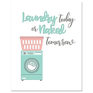 BigWig Prints Funny Laundry Room Wall Art - Laundry Posters, Cute Prints for Rooms, Decorative Artwork for Wash and Dryer Room, Humorous Photos for Home - Unframed Set of 4 (8x10)
