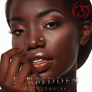 Forbidden Body Jewelry Nose Rings Big Bling CZ Snowflake L-Shaped Nose Stud Surgical Steel (20g,6mm) Silver Tone