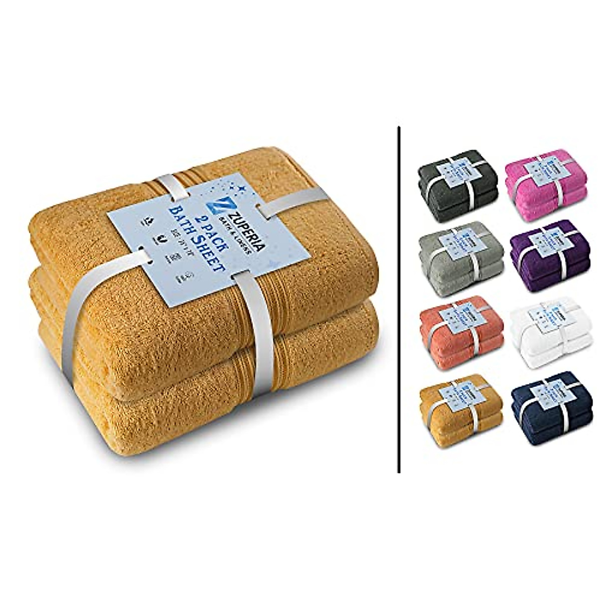 ZUPERIA 100% Combed Cotton Bath Sheet- 600 GSM- (35" x 70") 2 Pack Ultra Soft Large Bath Towels, Highly Absorbent Daily Usage Oeko-TEX Certified Ideal for Pool, Home, Gym (Beige)