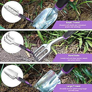 Covacure Gardening Tool Set - 11 Piece Aluminum Alloy Steel Hand Tool Starter Kit with Garden Bag, Outdoor Tool, Heavy Duty Gardening Work Set, Gardening Tools Gift for Women and Men