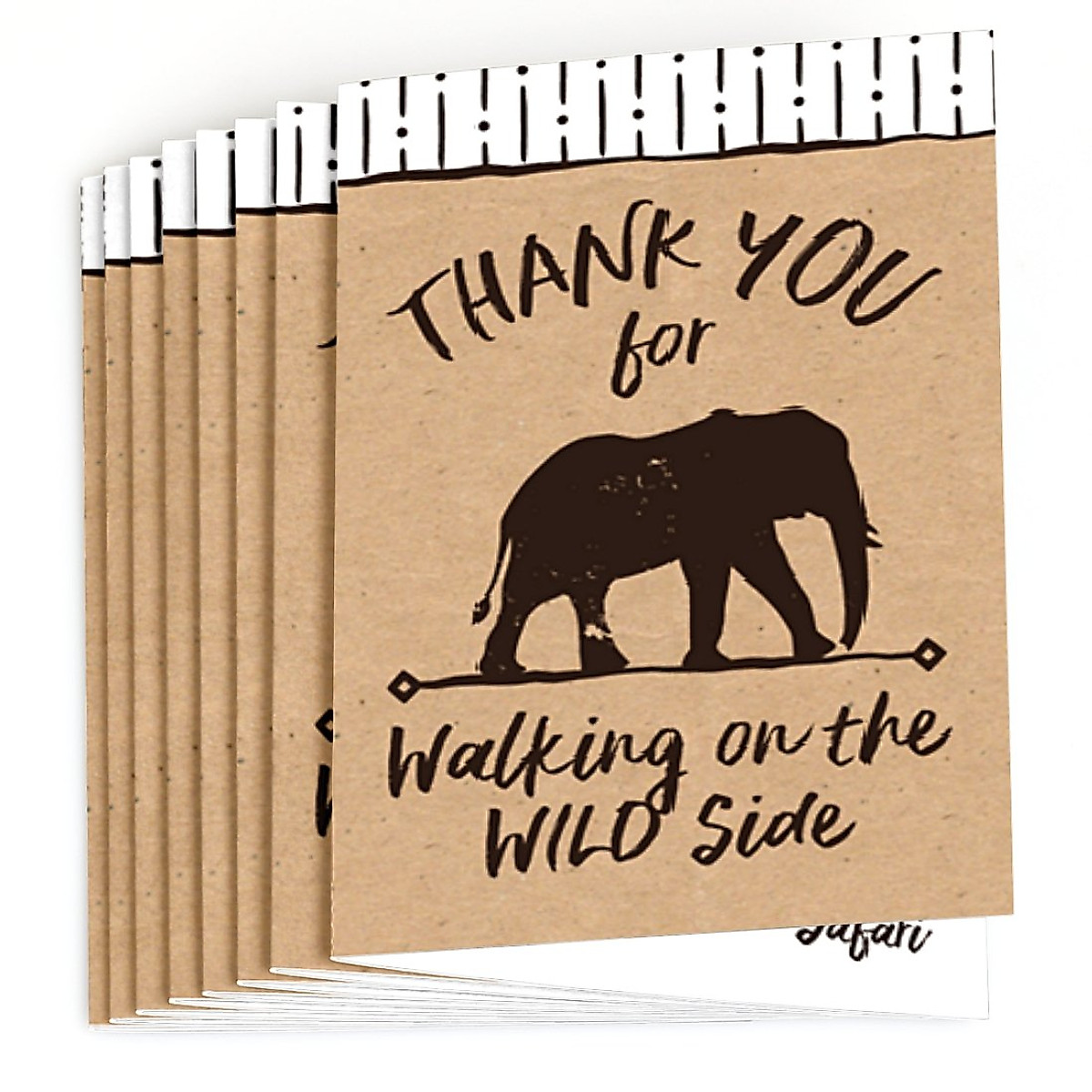Big Dot of Happiness Wild Safari - African Jungle Adventure Birthday Party or Baby Shower Thank You Cards (8 count)