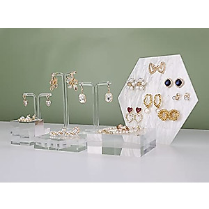 GemeShou 3pcs transparent earring T stand jewelry display for show, acrylic earring hanger for women, small clear earring holder for selling, jewelry Photography props【3pcs earring stand-T shape】