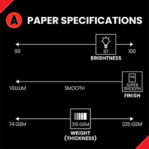 Accent Opaque White 80lb, 8.5” x 11” Cardstock Paper, 216gsm, 250 Sheets 1 Ream, Premium Super Smooth Heavy Cardstock Printer Paper for Ink Heavy Invitations, Cards, Menus, Images and More, 121947R